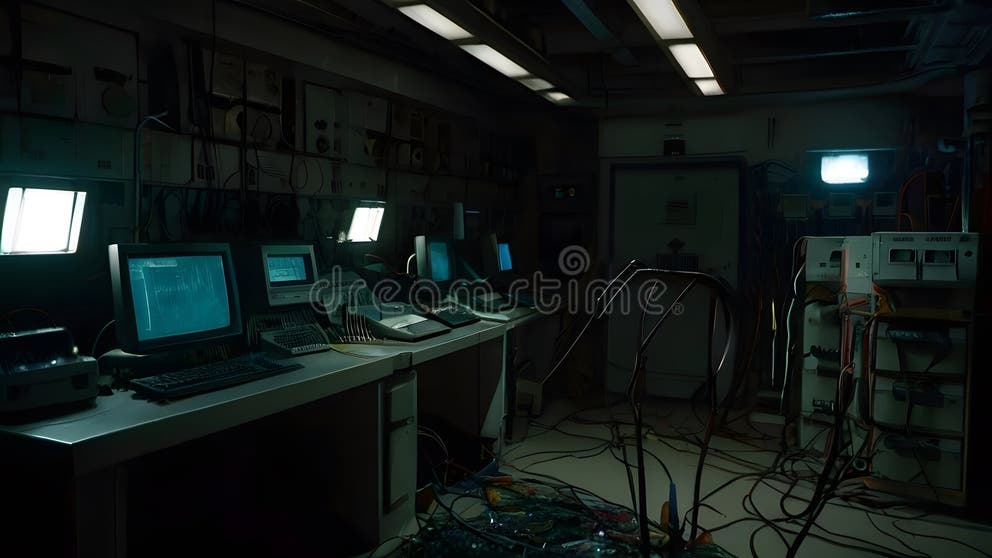 Old Computer Lab with Vintage Technology and Outdated Monitors for Technology Concept Use Stock ...