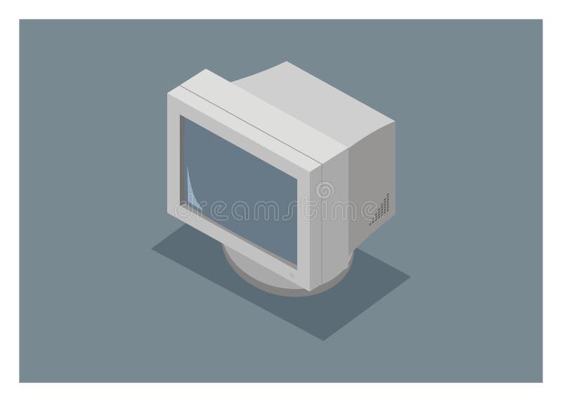 Old Computer Monitor in Isometric View. Simple Flat Illustration. Stock ...