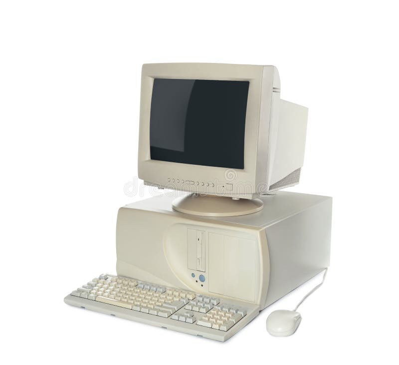 Old Computer Monitor, Keyboard, System Unit and Mouse on White ...