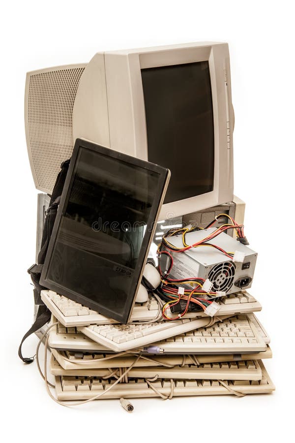 Old Computer Monitor and Keyboards Stock Photo - Image of hardware ...