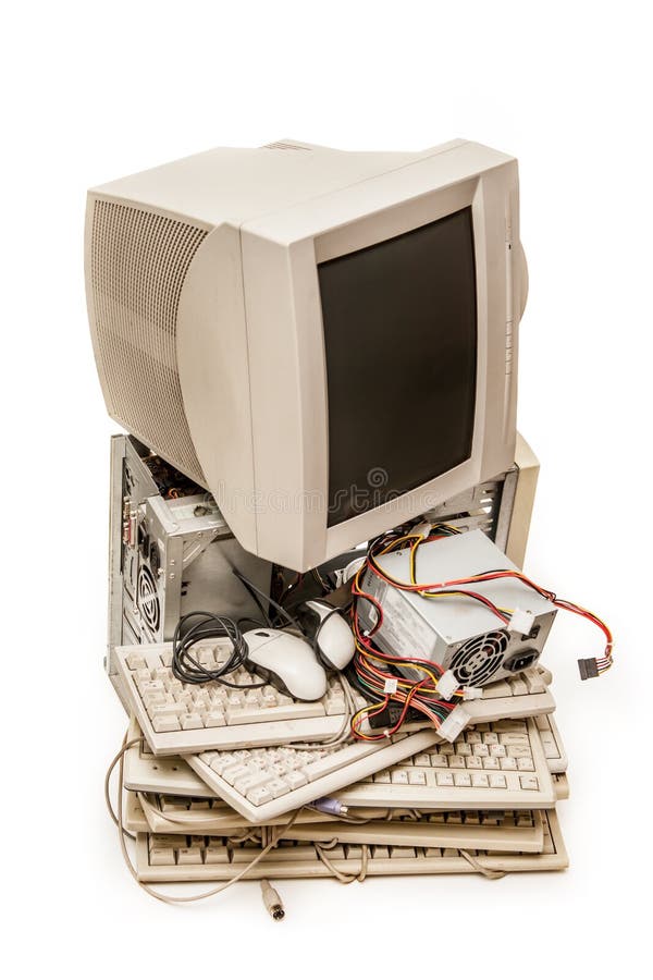 Old Computer Monitor and Keyboards Stock Photo - Image of hardware ...