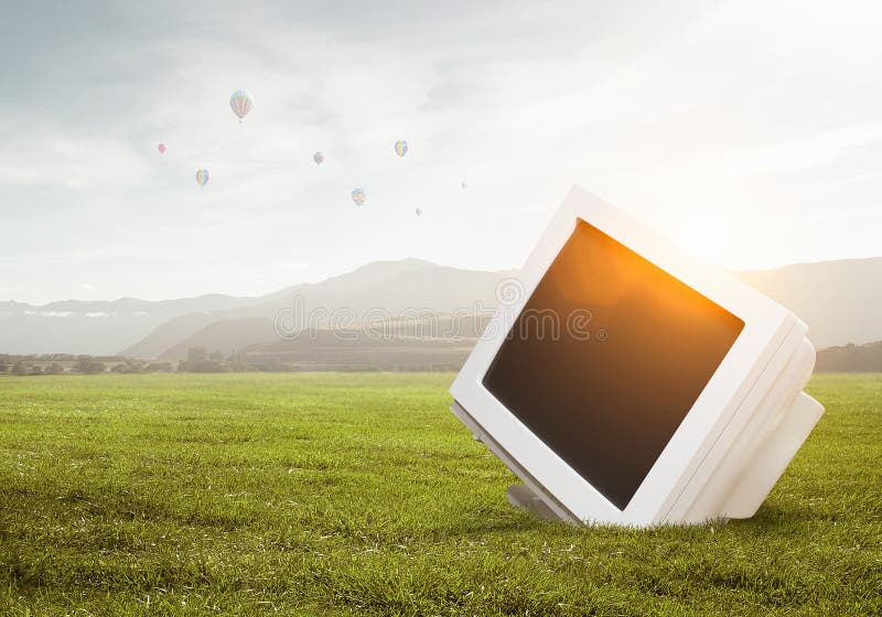 Old Computer Monitor. Mixed Media Stock Image - Image of vintage ...