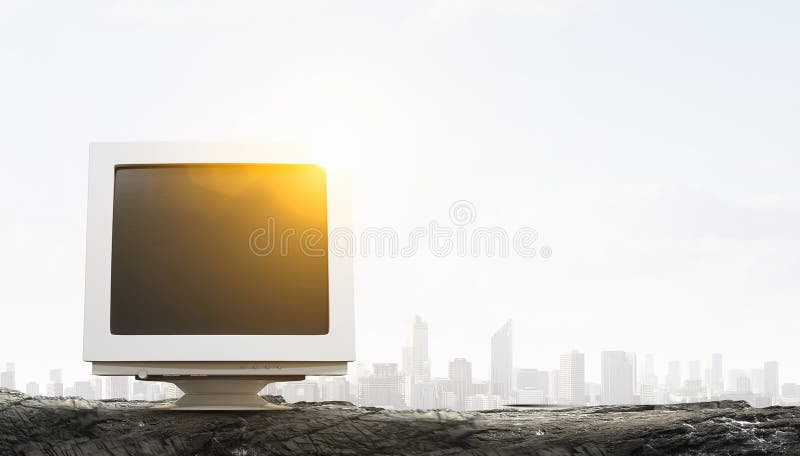 Old Computer Monitor. Mixed Media Stock Photo - Image of communication ...