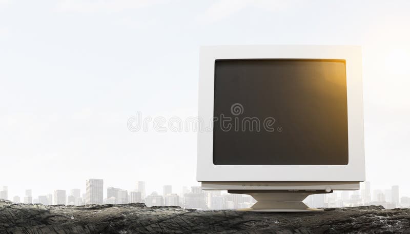 Old Computer Monitor. Mixed Media Stock Photo - Image of device ...