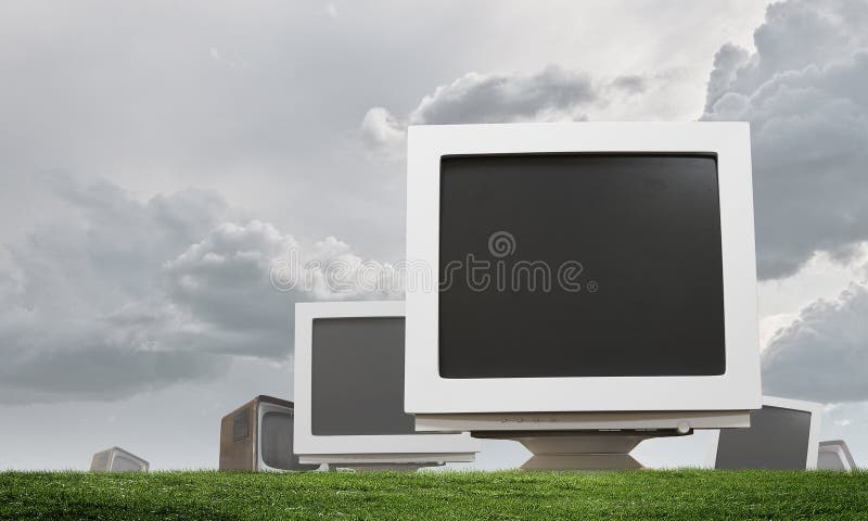 Old Computer Monitor. Mixed Media Stock Image - Image of control ...