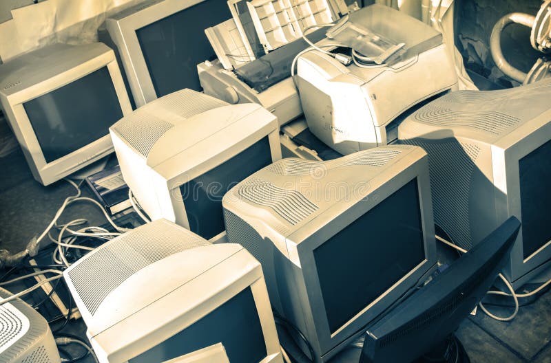 Old computer monitors stock photo. Image of demolished - 50702762