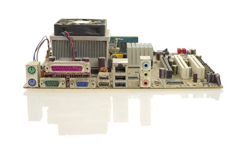 Old computer motherboard stock image. Image of ethernet - 22427959