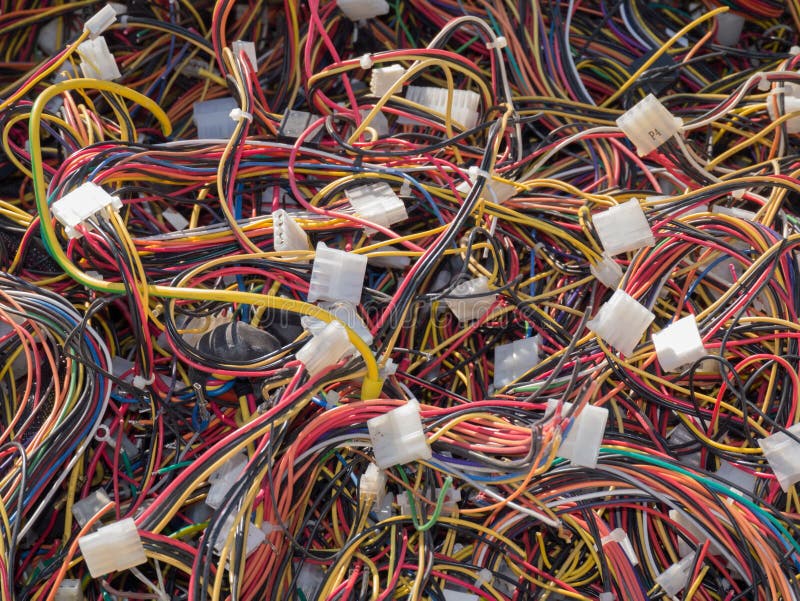 Old Computer Parts, Cables Close Up Scene 3 Stock Photo - Image of ...