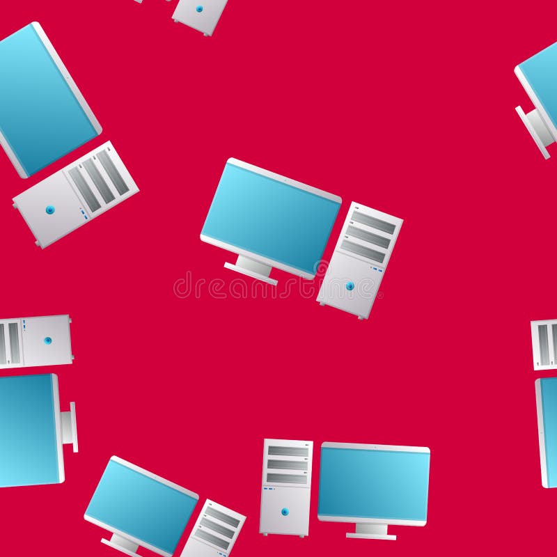 Old Computer Pattern Seamless. Outdated PC Ornament. Obsolete ...