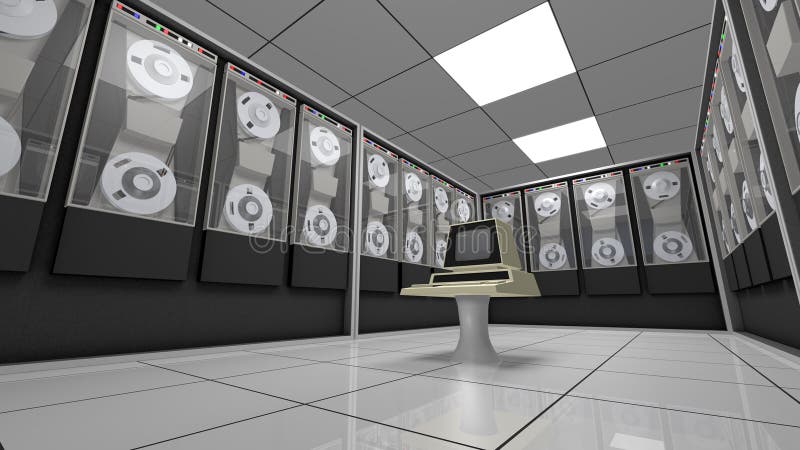 Old Computer in a Vintage Hardware Room Stock Illustration ...