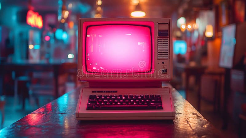 An Old Computer in Retro Style. Stock Photo - Image of aesthetics ...