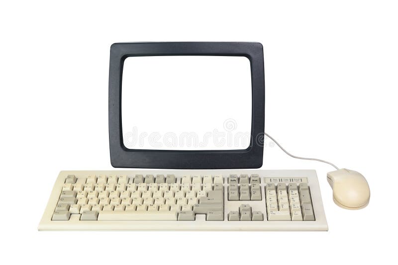 Old Computer from the 1990s with a White Screen for Adding Videos and ...