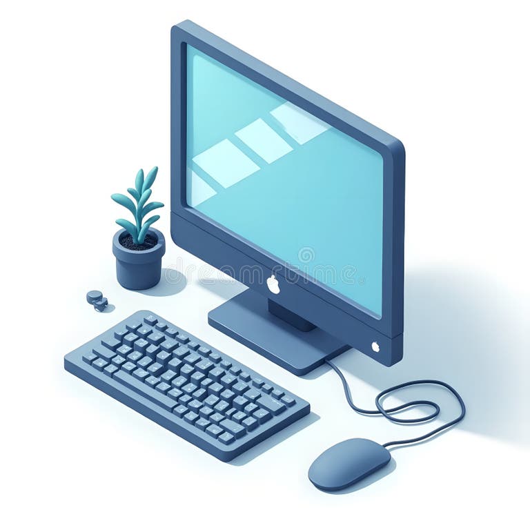 Old Computer Screen Mouse and Keyboard on the Table Stock Illustration ...