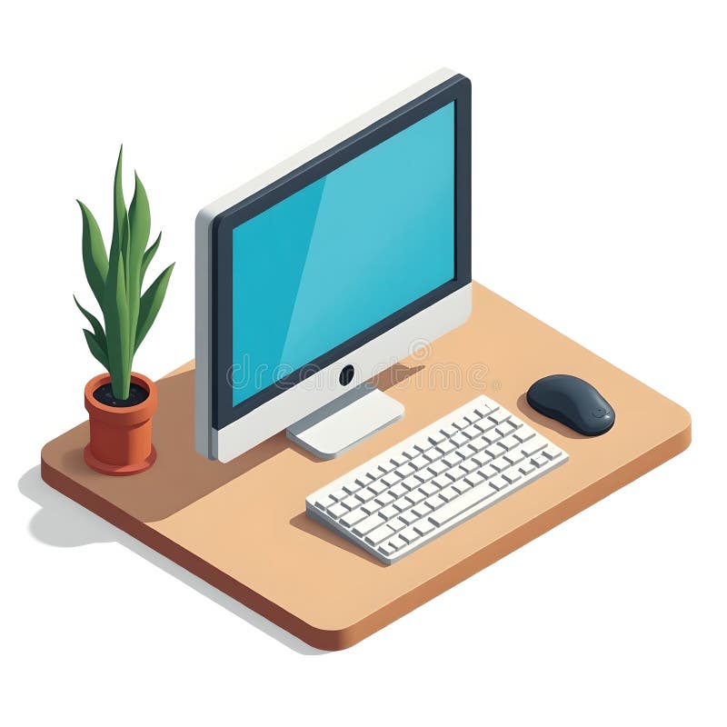 Old Computer Screen Mouse and Keyboard on the Table Stock Illustration ...