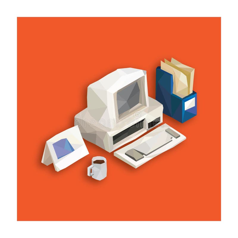 Old Computer Set. Vector Illustration Decorative Design Stock Vector ...