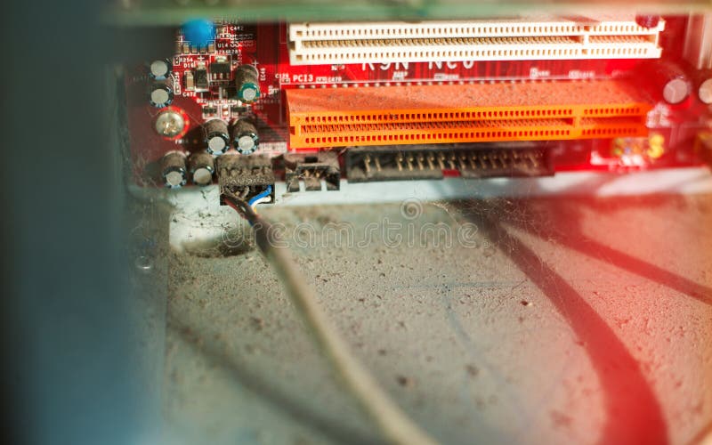 Old Computer System Unit with Dust and Spiderweb Inside Stock Image ...