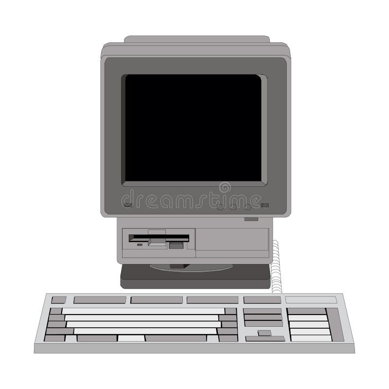 Old Computer Unit with a Monitor on a White Background Stock ...