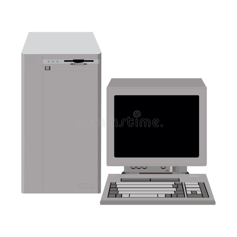 Old Computer Unit with a Monitor on a White Background Stock ...