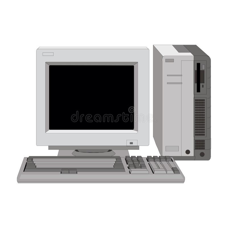 Old Computer Unit with a Monitor on a White Background Stock ...