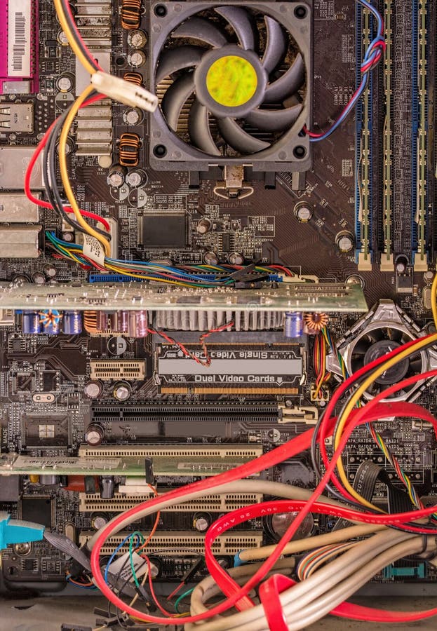 Old Computer View of Rear Plugins Stock Image - Image of electronic ...