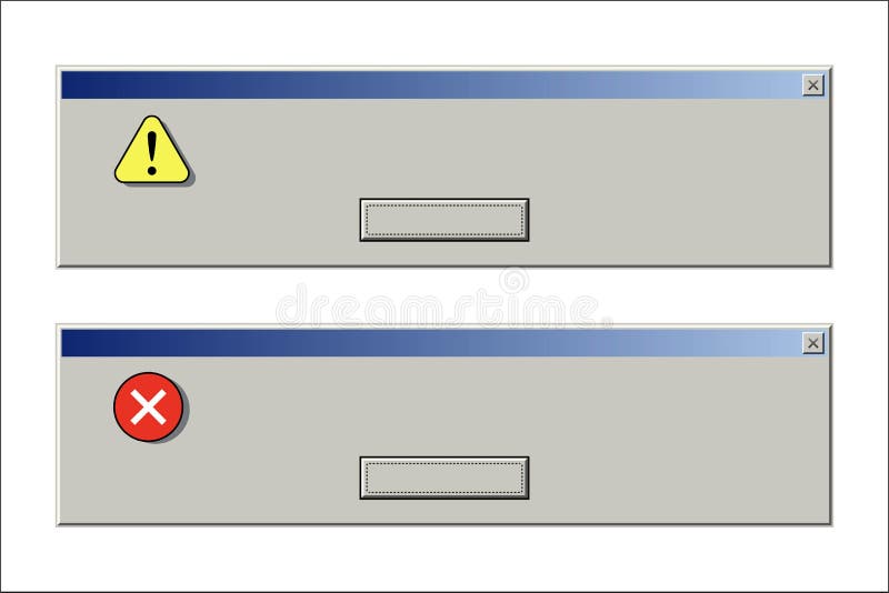 Old Computer Window with Blank Error Message Set. Retro Pc Interface ... Old Computer Window with Blank Error Message Set. Retro Pc Interface ...