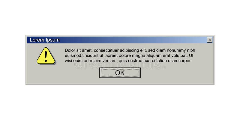 Old Computer Window With Blank Error Message Set Retro Pc Interface With Problem Or Glitch