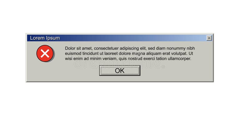Old Computer Window with Error Message. Retro Pc Interface with Problem or Glitch, Vintage Web ...
