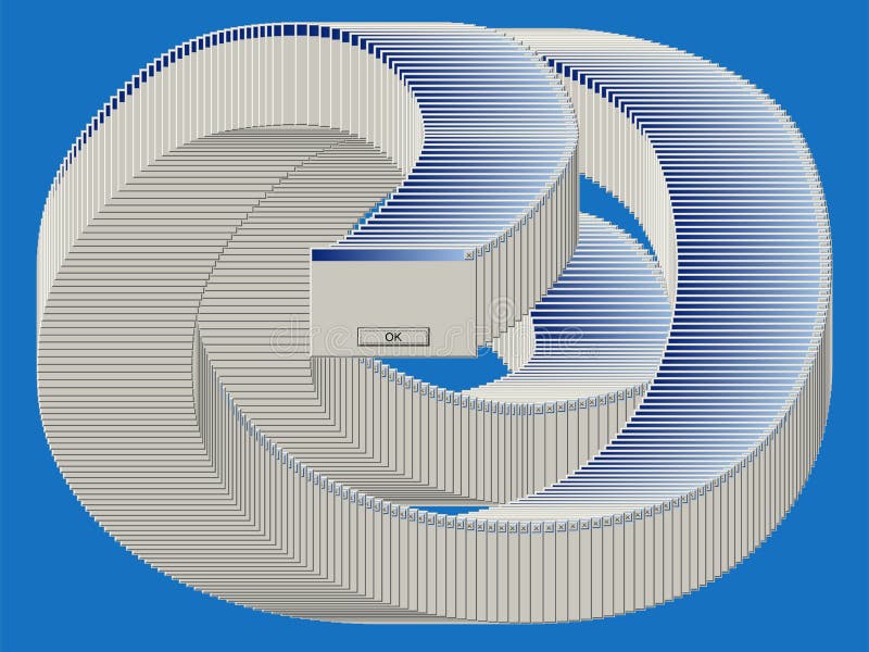 Old Computer Window with Many Blank Error Messages. Retro Pc Interface ...