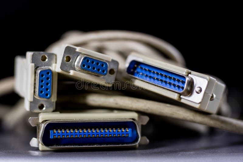 Old Computer Wires. Cables Lpt, Com1 and Com2 for Desktop and La Stock ...