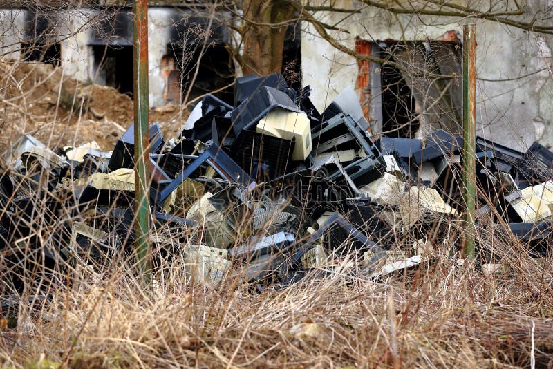 Old Computers and Monitors Abandoned in the Suburbs Editorial Image ...