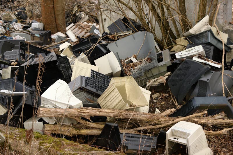 Old Computers and Monitors Abandoned in the Suburbs Editorial Photo ...