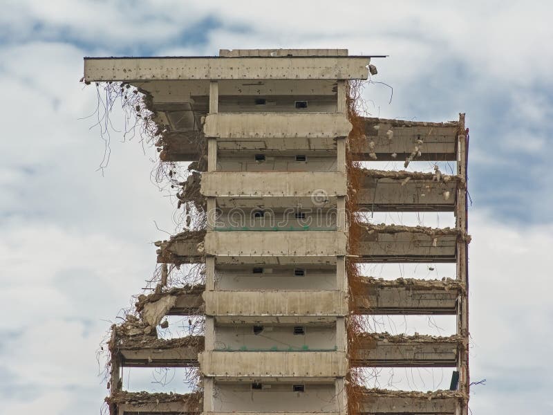 Structure of an Old Apartment Block Being Demolished Stock Photo ...