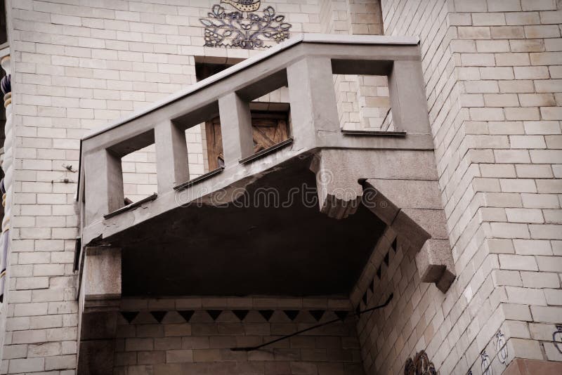 Old Concrete Balcony on Old Concrete Building Stock Photo - Image of ...