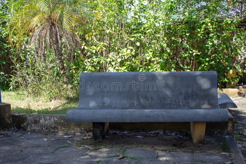 Concrete Bench on a Brazilian Street Stock Image - Image of shadow ...