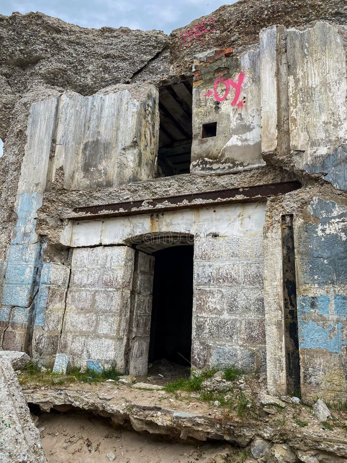 Old Concrete Building. Collapsed Building by the Sea Stock Photo ...