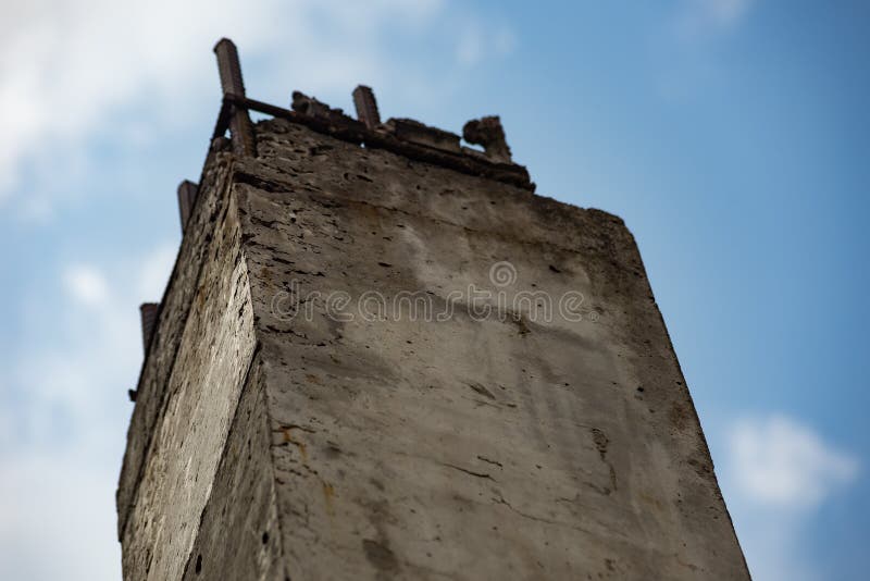 Old Concrete Column with Metal Studs Stock Image - Image of ...