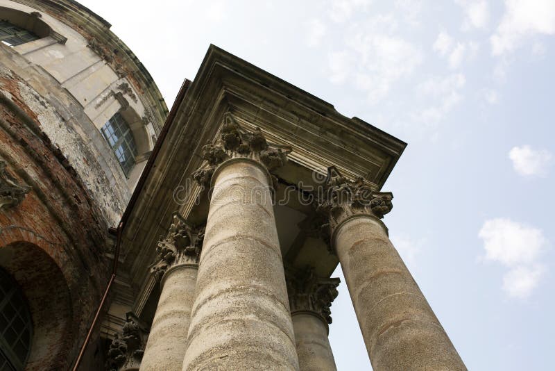 Old Columns on the Facade of the Building Stock Image - Image of light ...