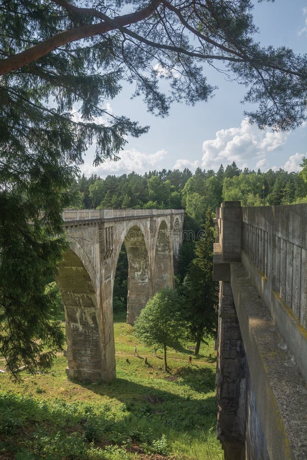 Old Concrete Railway Bridge in Stanczyki, Mazury, Poland Stock Image ...