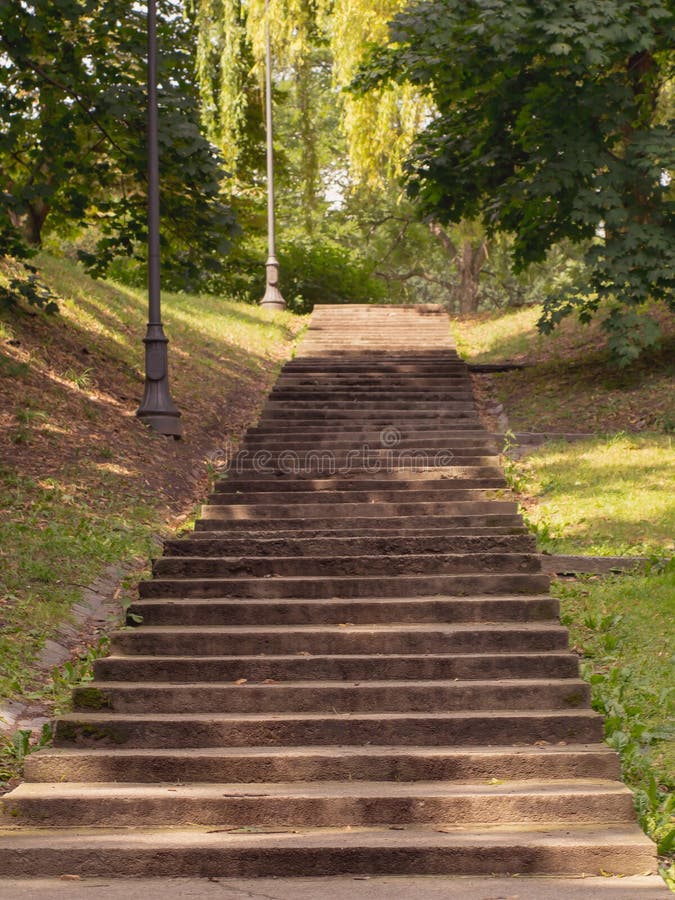 Old Concrete Stairs in the Park Stock Photo - Image of stairway ...