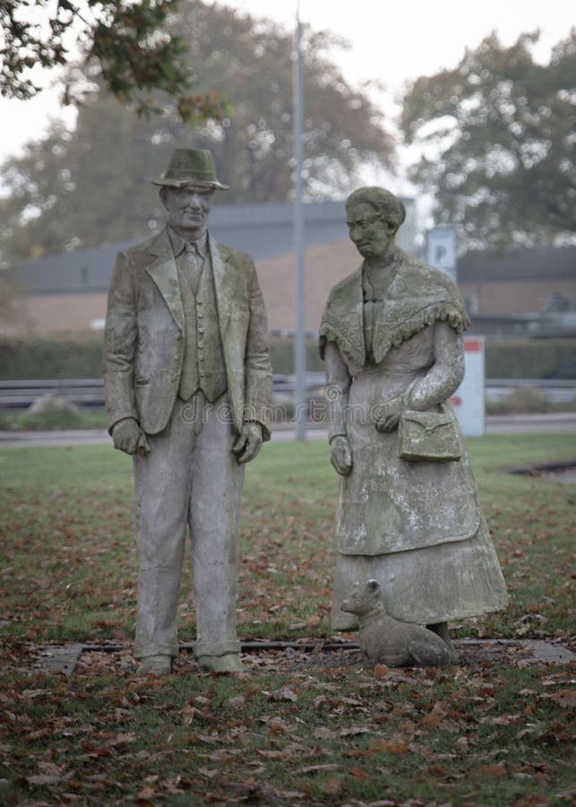 Old Concrete Statues Standing in Front of a Nursing Home in Gedved ...