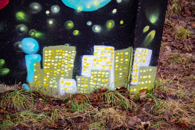 Old Concrete Wall in the Forest with Graffiti Background Editorial ...