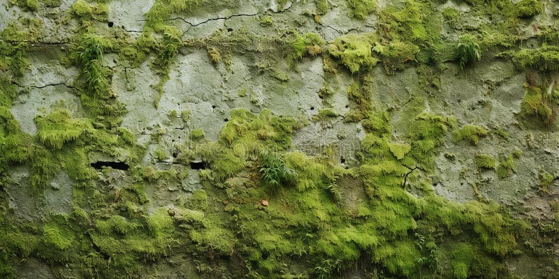 Old Concrete Wall Overgrown with Moss. Stock Illustration ...