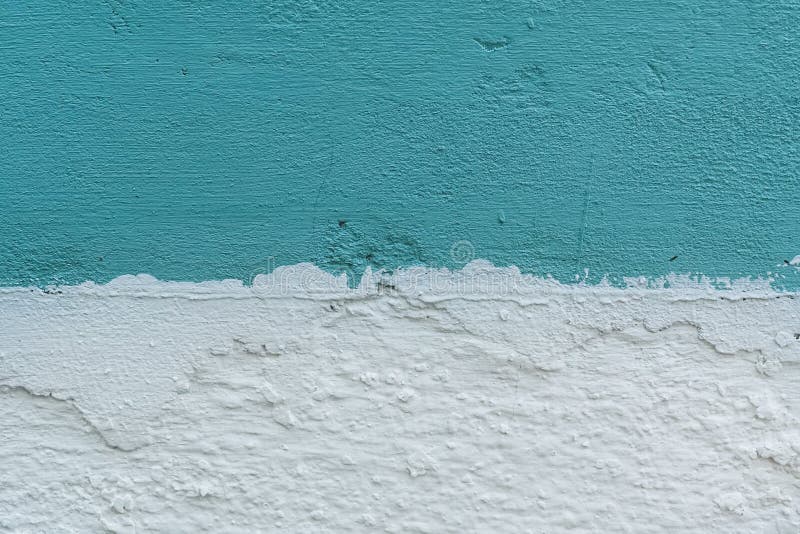 Concrete Wall Painted in Two Colors - Blue Top, White Bottom Stock ...