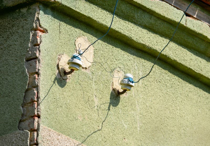 Old Connection on the House for Single-phase Electricity Stock Image ...