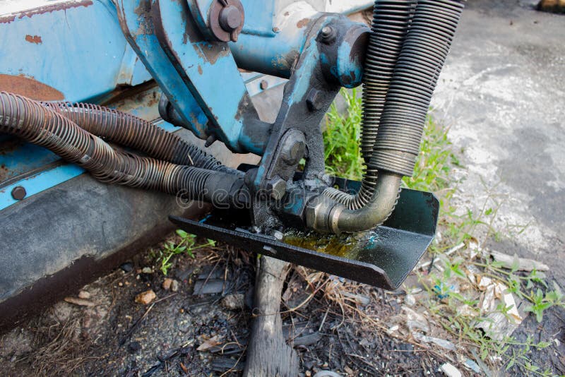 The Old Connector of Hydraulic in Construction Machine Stock Image ...