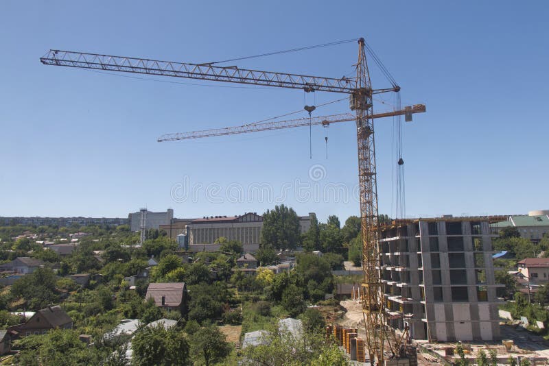 Old Construction Crane with a Cabin Stock Photo - Image of work ...