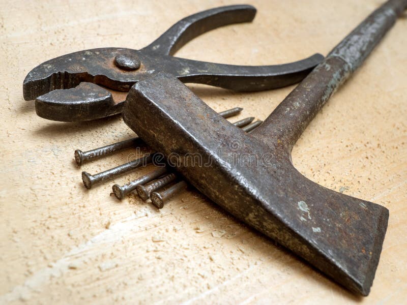 Old construction tools stock image. Image of iron, workshop - 88935209