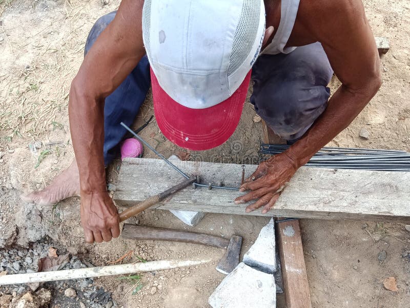 An Old Construction Worker is Working Carry Out Work Stock Photo ...