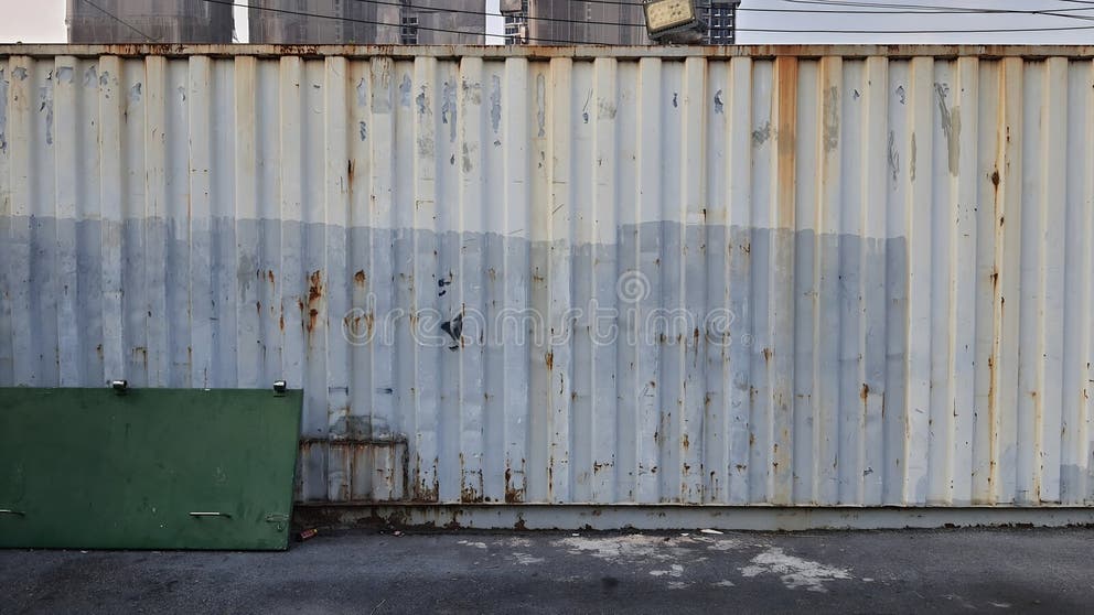 Old Container Wall, Gray and Dirty. Container in Factory Stock Photo ...