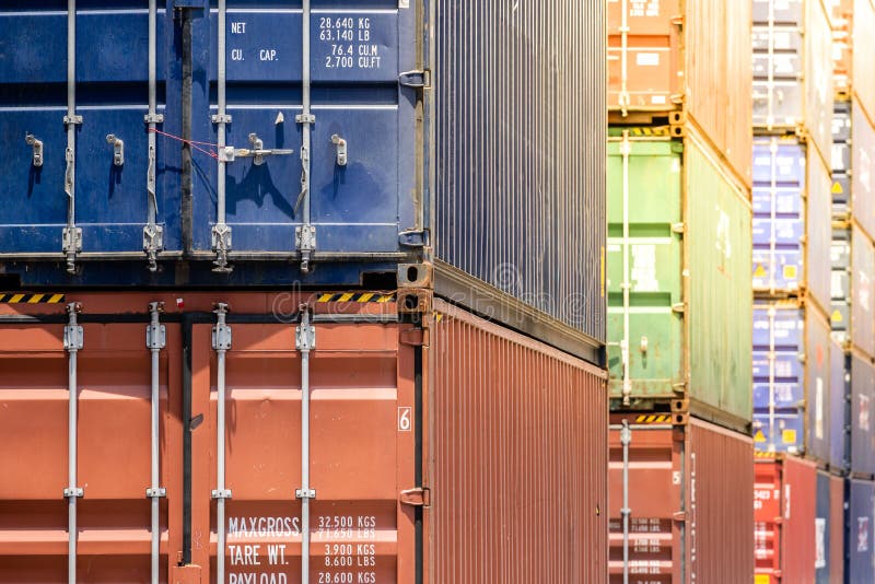 Old Containers Wall in Cargo Container Yard Stock Photo - Image of wall ...